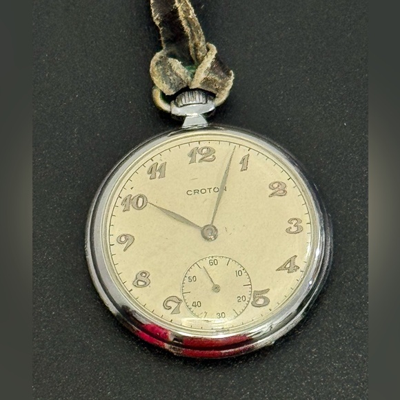 Croton | Accessories | Vintage Croton Silver Pocket Watch On Leather ...